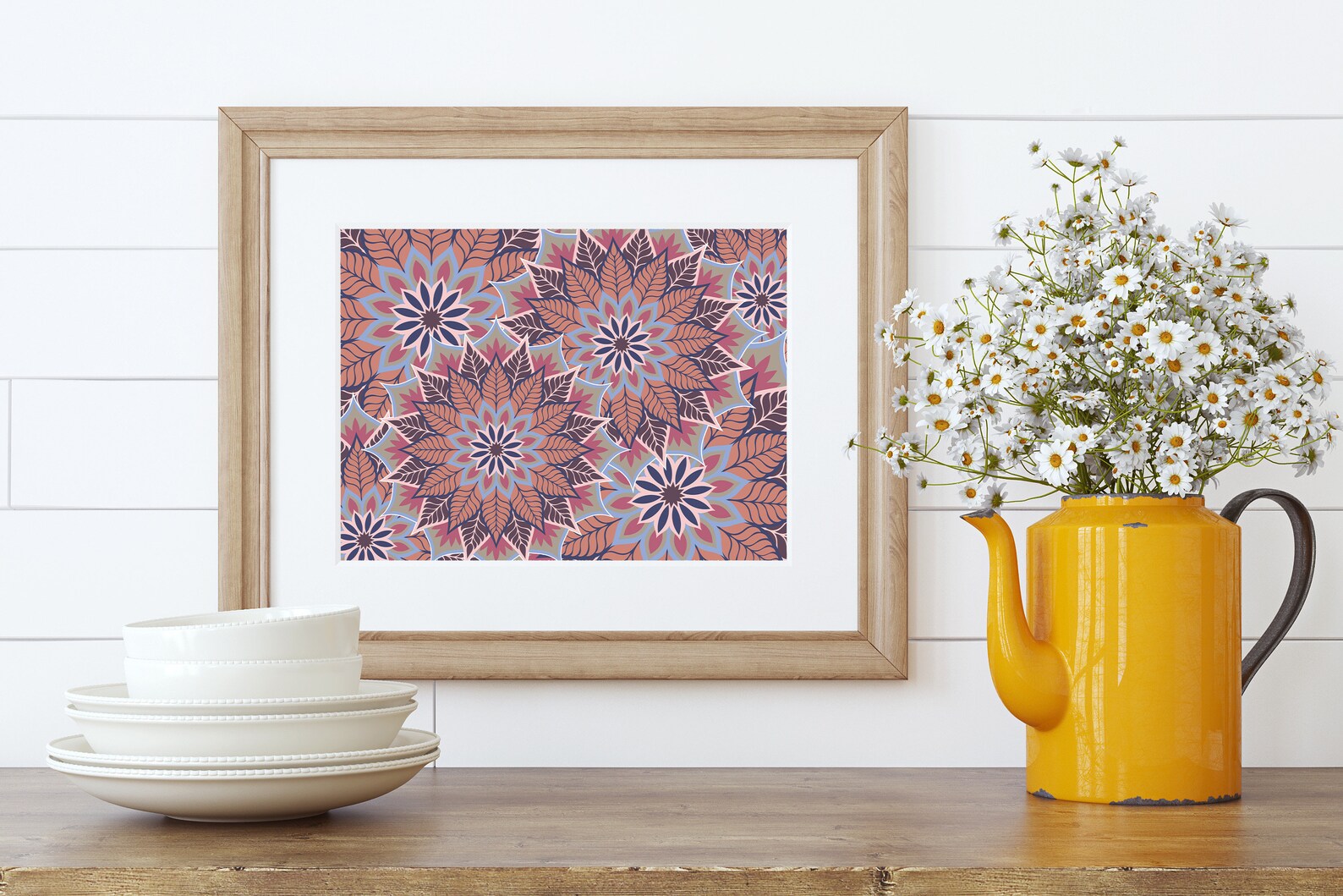 Rose Gold Mandala Art Print, Geometric Boho Dorm Room Decor, Abstract ...