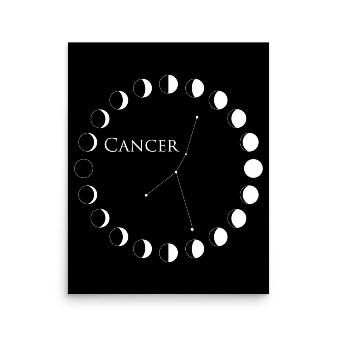 Cancer Zodiac Art Print, Astrology Bohemian Home Decor, Moon Phase and ...