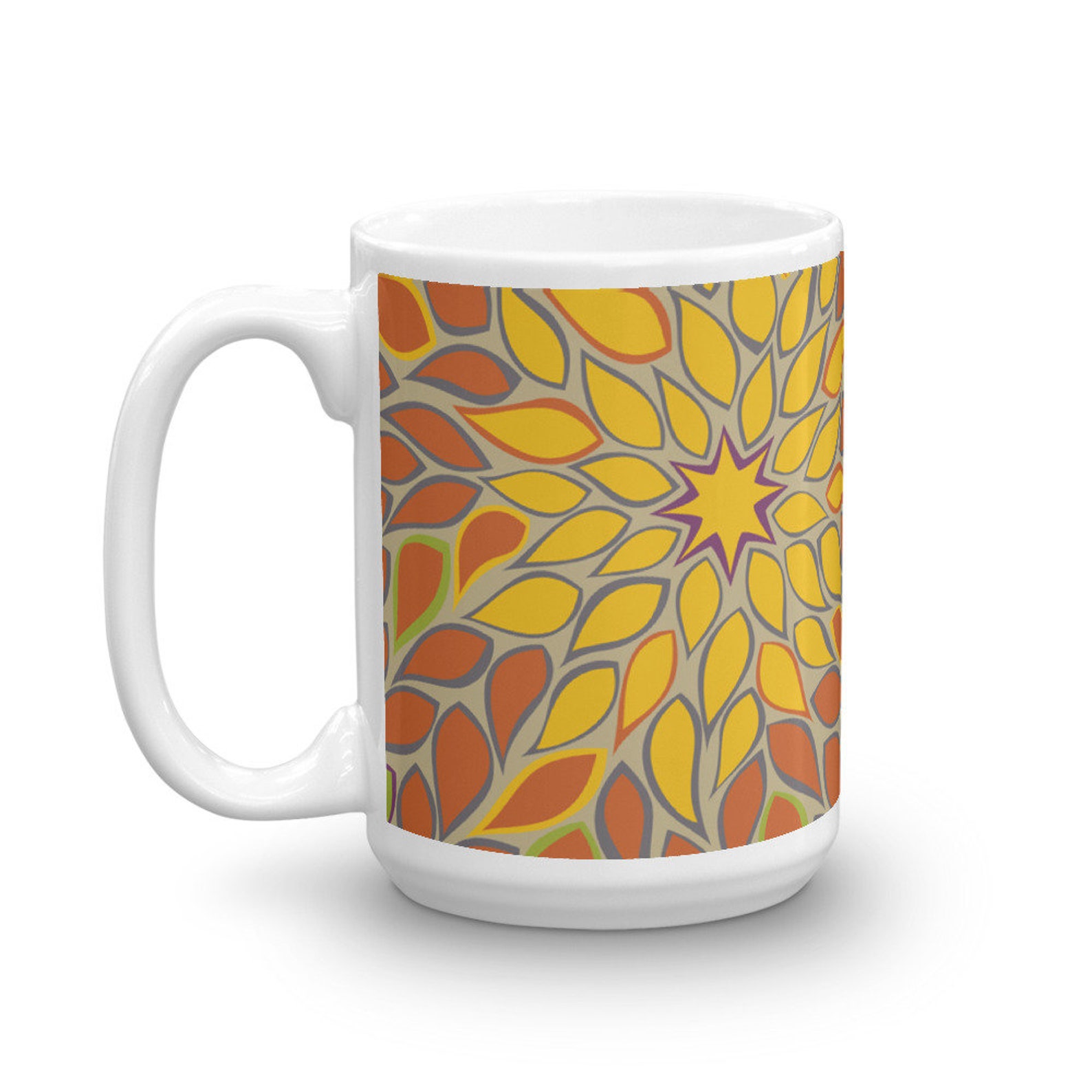 Geometric Mug Coffee Gift, Autumn Kitchen Decor, Fall Botanical Print ...