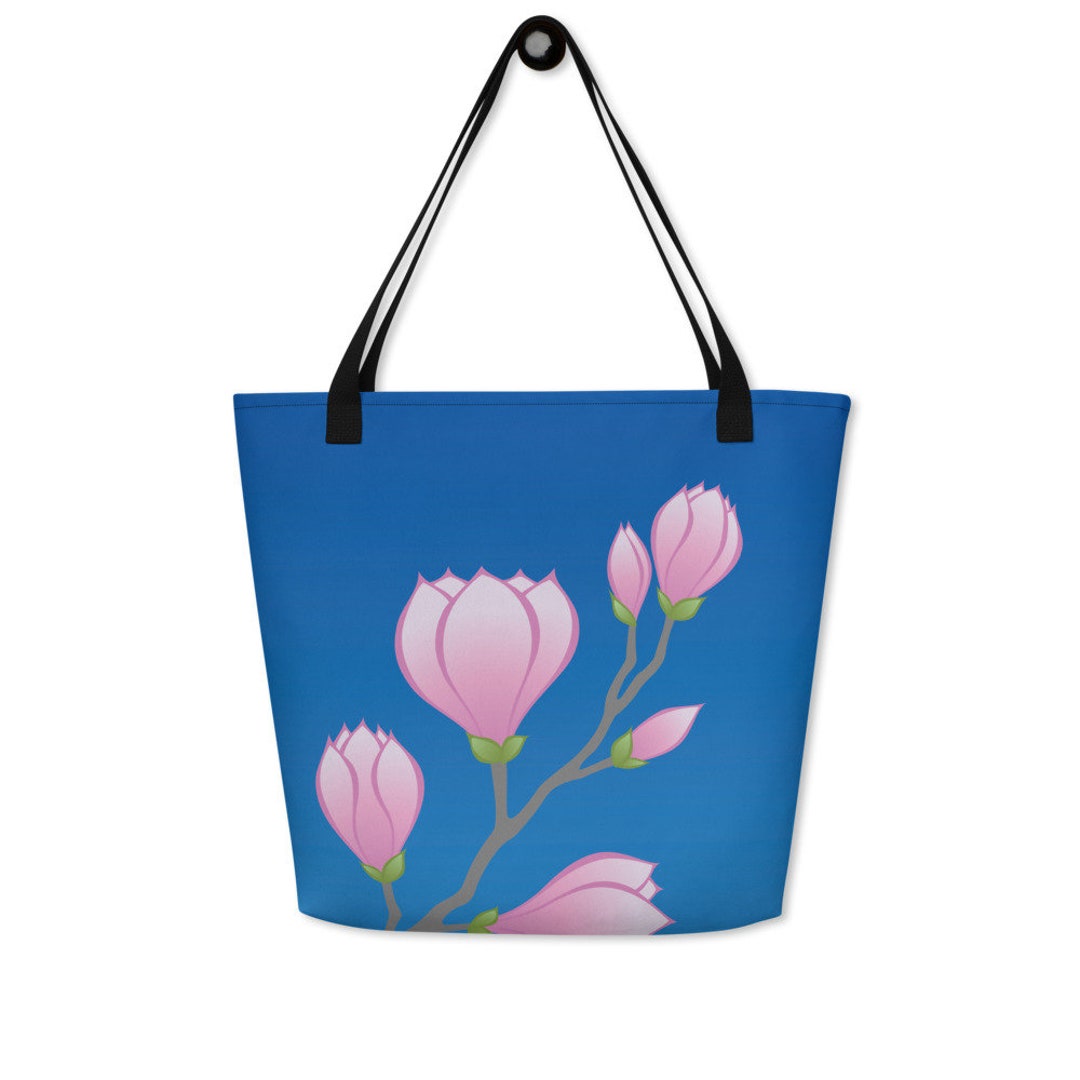 Magnolia Shoulder Bag, Floral Print Gift for Mom, Flower Reusable ...