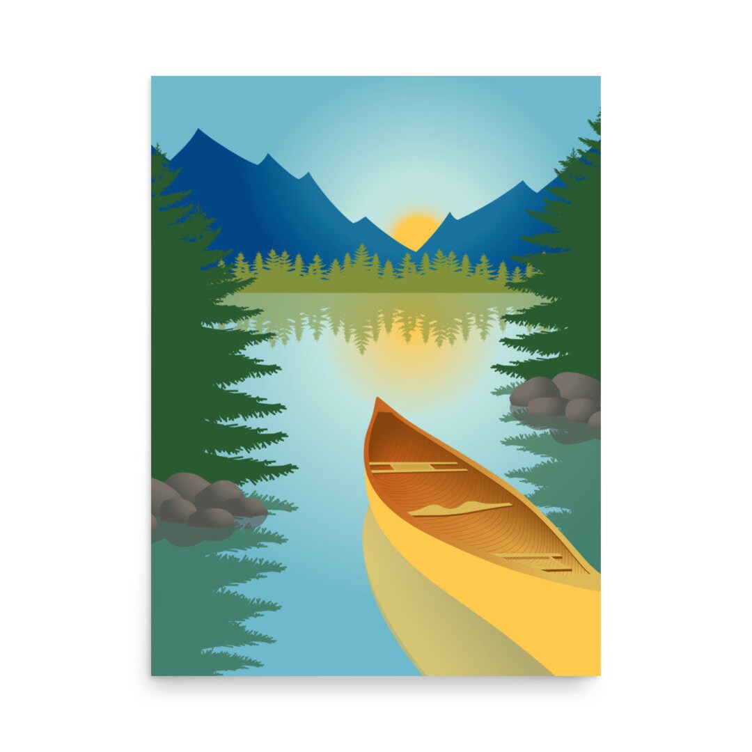Canoe Wall Art Print, Adventure Awaits Rustic Canoe Decor, Father’s Day ...