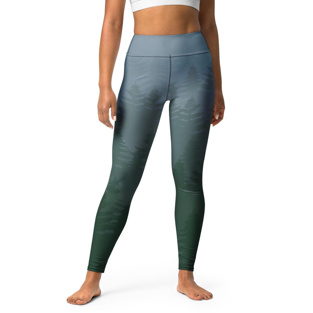 Forest Print Leggings, Green Pine Tree Yoga Pants, Nature Inspired ...