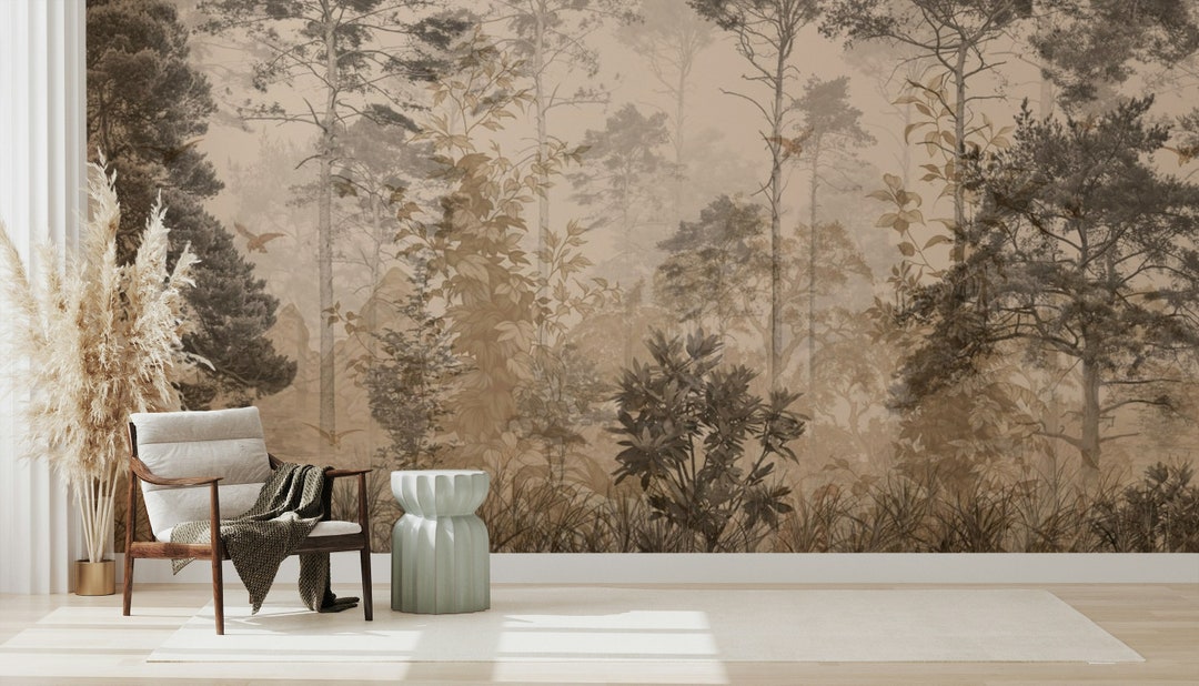 Grunge Forest Peel and Stick Wallpaper - Etsy