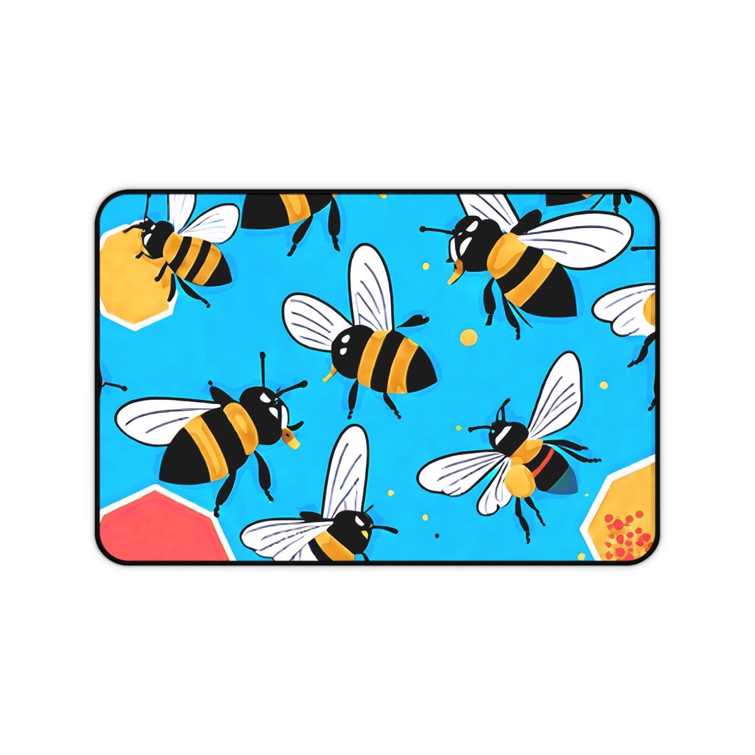 Bee-themed Desk Mat Vibrant Bee Print for Home Office, Gift for Bee ...