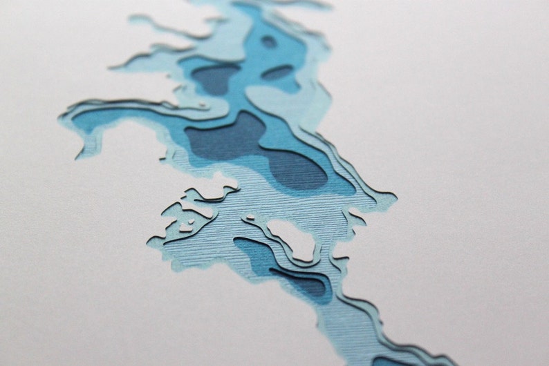 Lake Sunapee - Original 8 X 10 Papercut Art in Your Choice of Color - Etsy