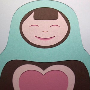 Matryoshka "heart" -- Layered Papercut Art 8 X 10 - Etsy