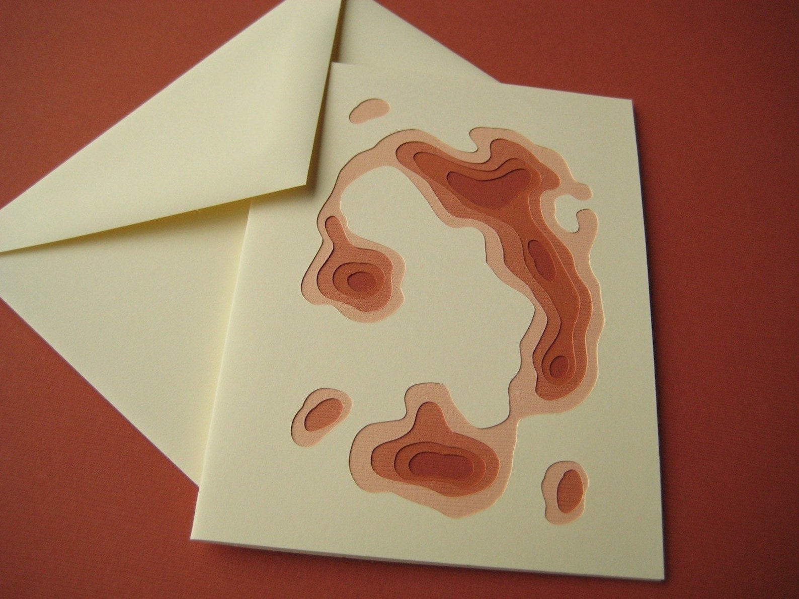 Topography in Terra Cotta One Handcut Card - Etsy