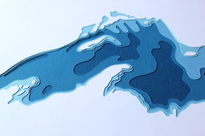 Lake Superior Original 12 X 12 Papercut Art | Etsy