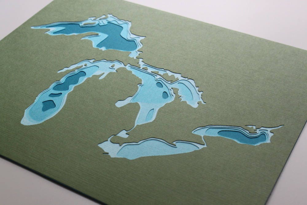 The Great Lakes Original 8 X 10 Papercut Art | Etsy