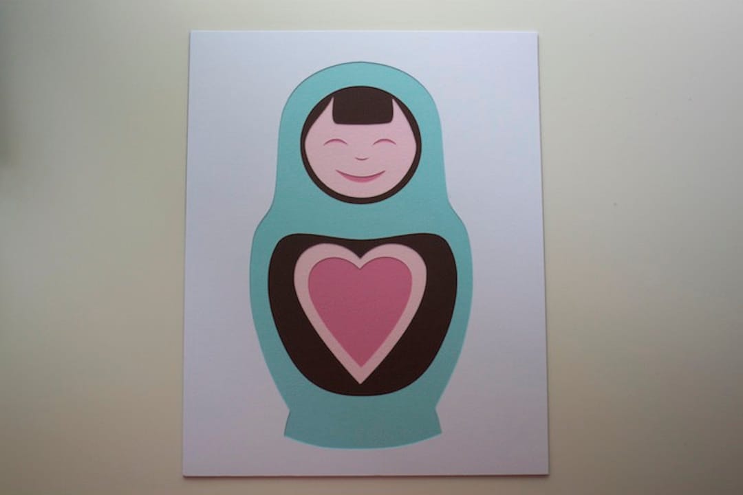 Matryoshka "heart" -- Layered Papercut Art 8 X 10 - Etsy