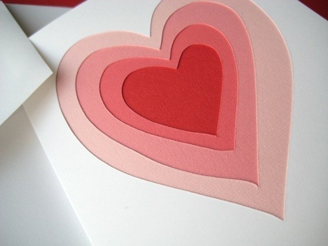 Layered Love in Pink - One Hand Cut Art Card - Etsy