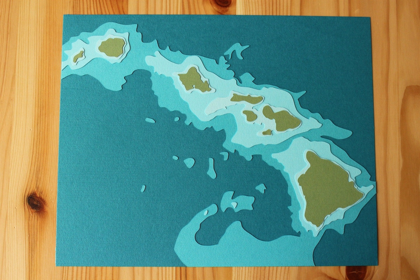 Hawaiian Islands - 8 X 10" Layered Papercut Art - Etsy