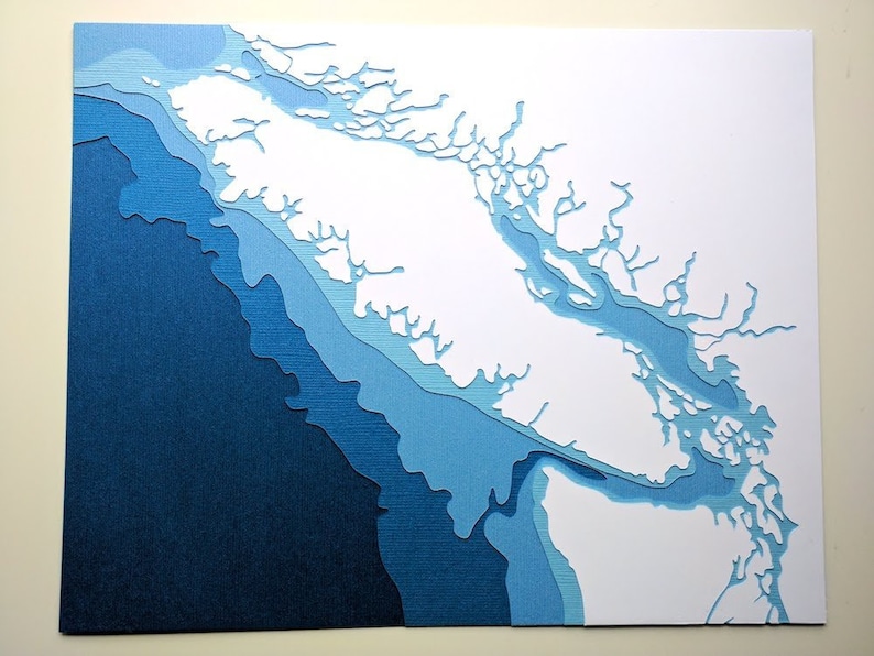 Vancouver Island - 8 X 10" Layered Papercut Art - Etsy
