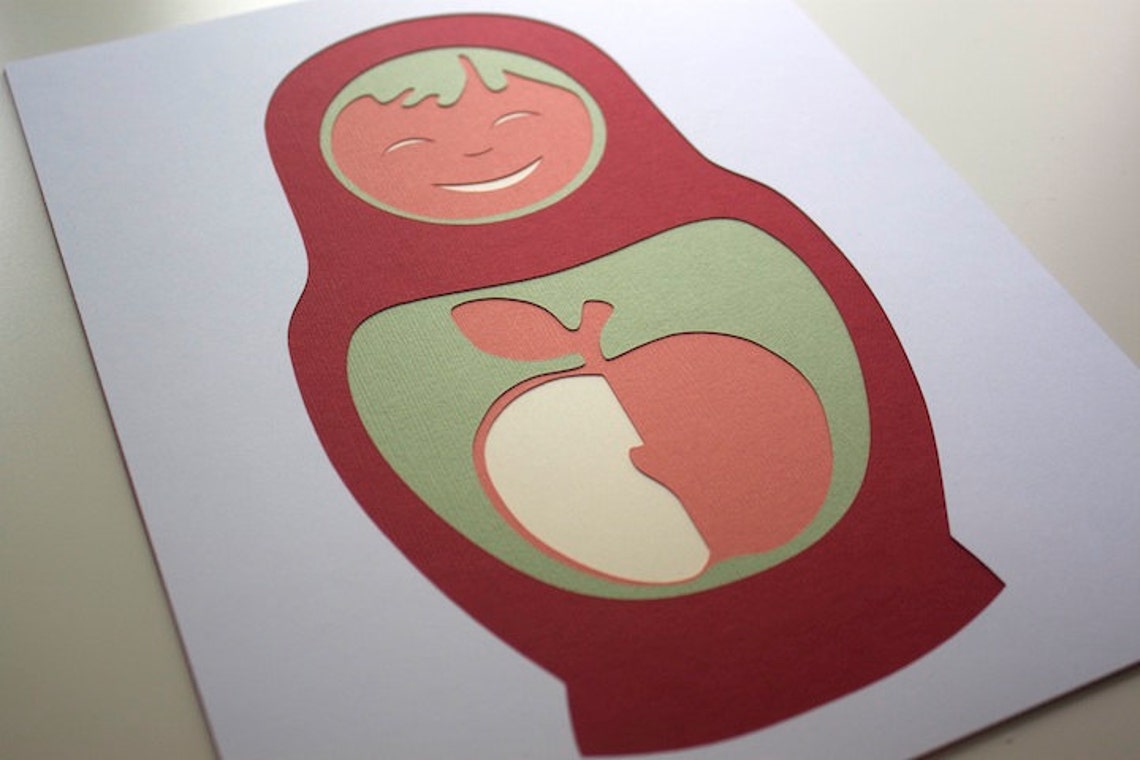 Matryoshka "apple" -- Layered Papercut Art 8 X 10 - Etsy