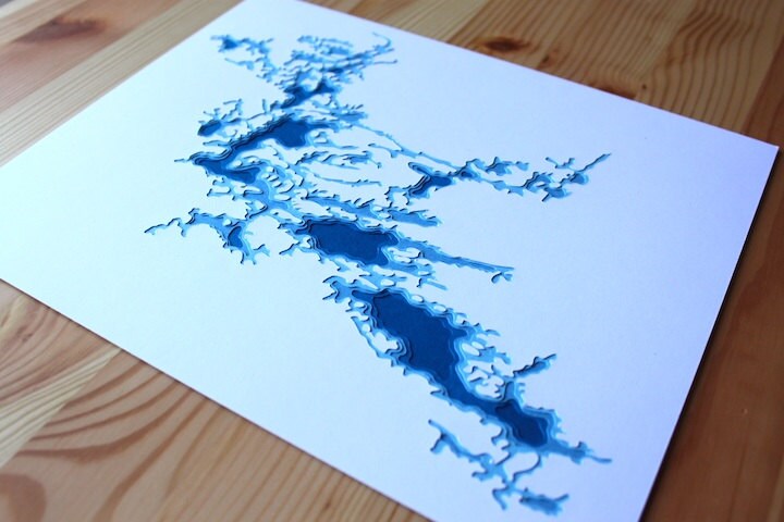 Rainy Lake - Original 8 X 10 Papercut Art - Etsy