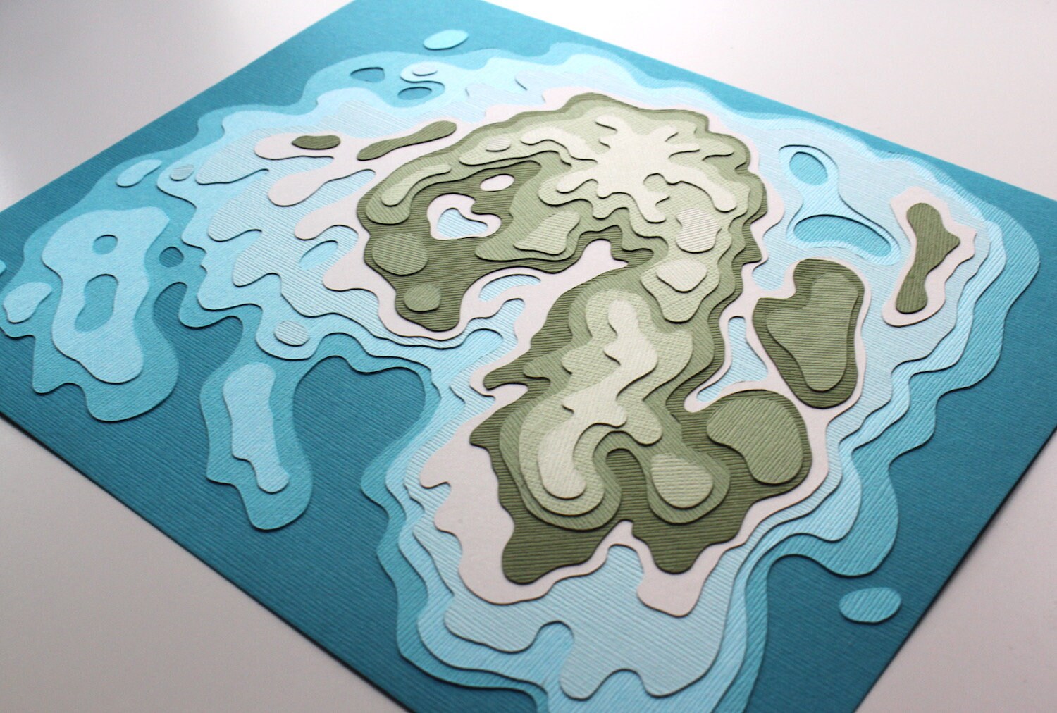 Imaginary Islands 810 No. 2 8 x 10 original papercut | Etsy