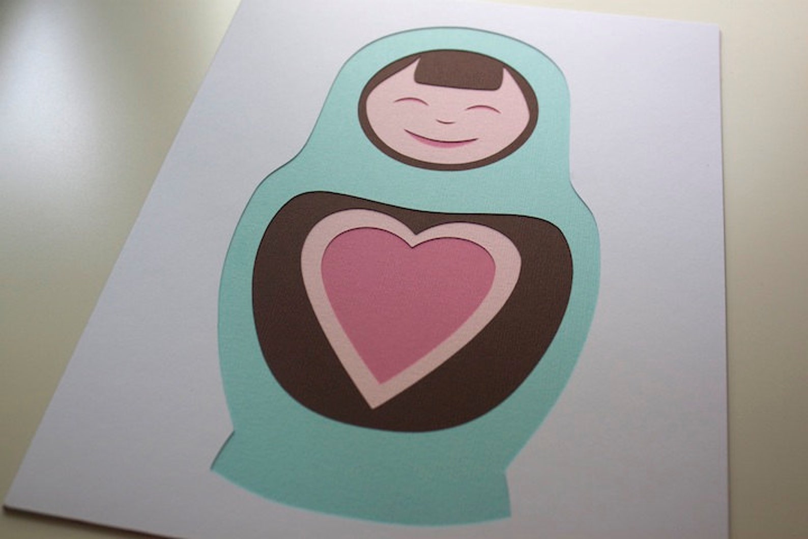 Matryoshka "heart" -- Layered Papercut Art 8 X 10 - Etsy