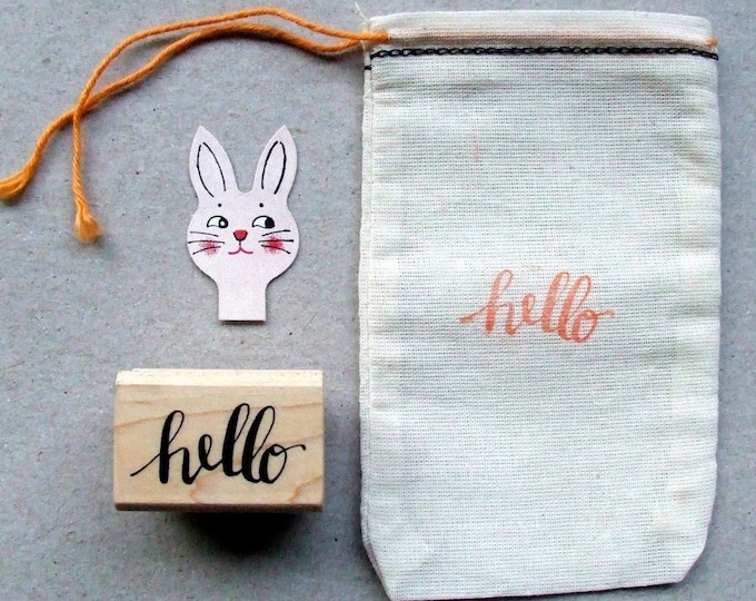Hello Stamp, Hello Calligraphy Stamp, Hand Lettered Rubber Stamp, DIY ...