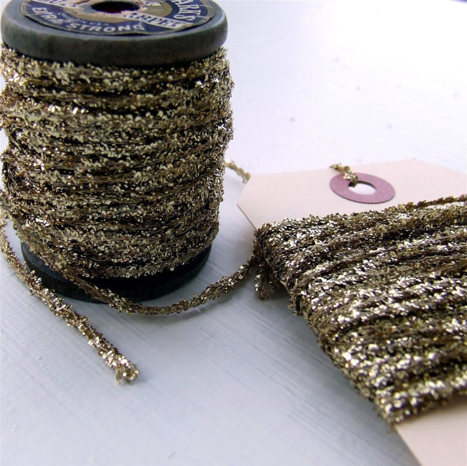 Gilded Gold Tinsel String 6 Yards of Glittery Gold Metallic - Etsy