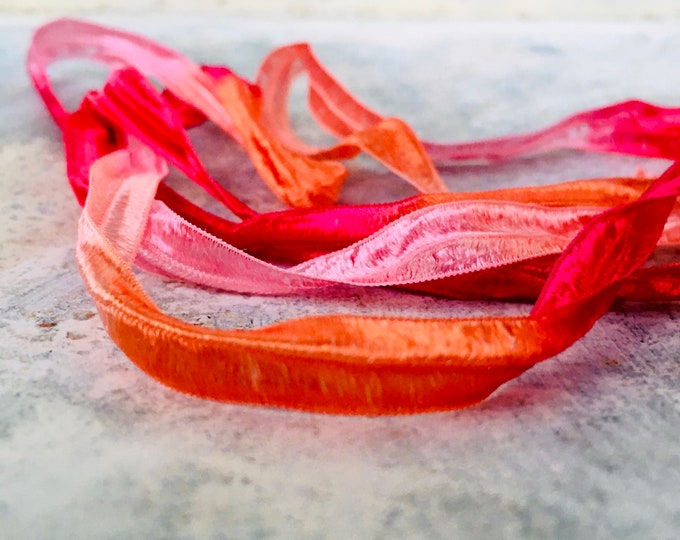 Fruit Punch Ribbon Yarn, 8 Yards, Shimmery Juicy Red, Hot Pink, Light ...
