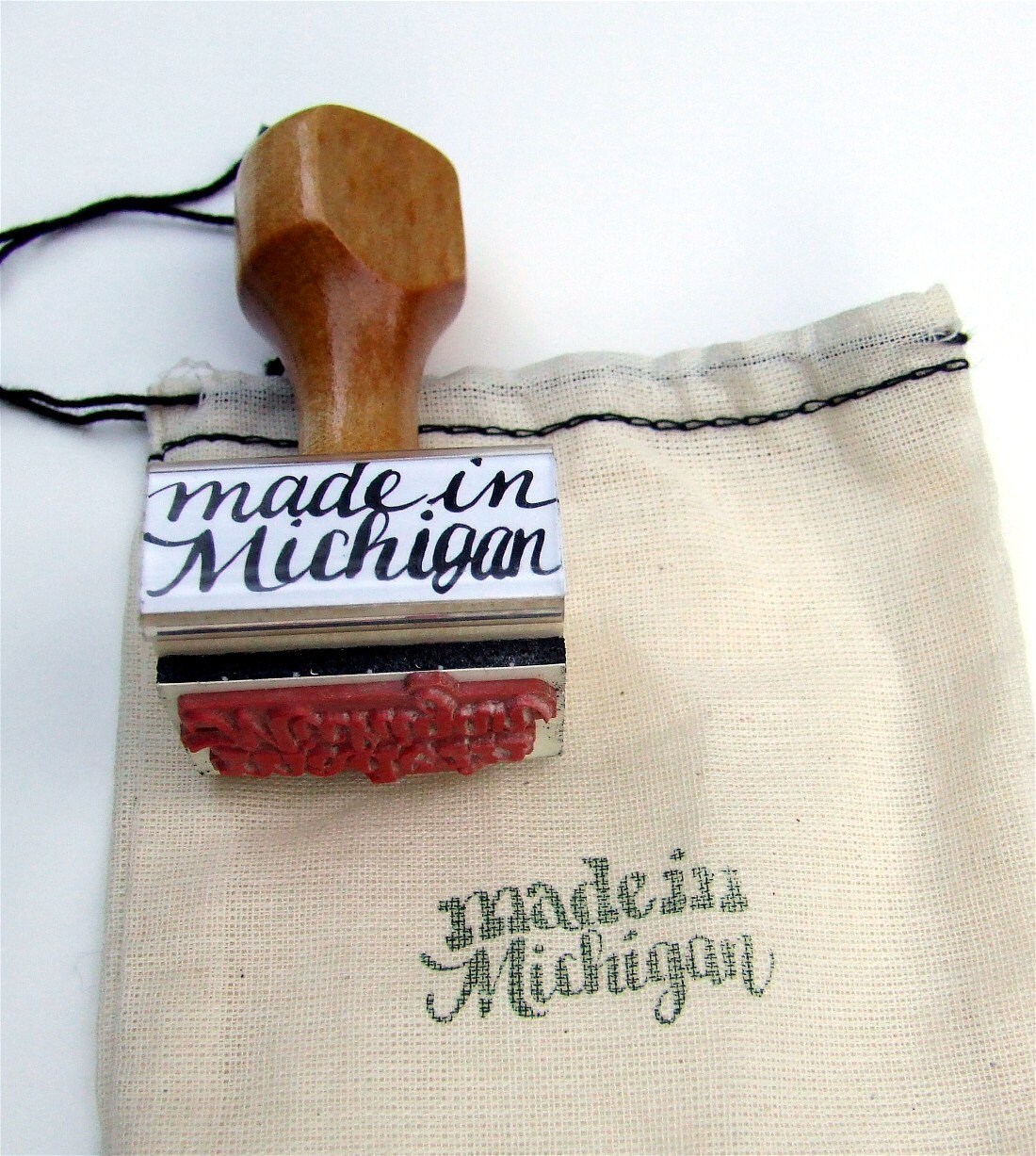 Made in Michigan Rubber Stamp Shop Branding Calligraphy | Etsy