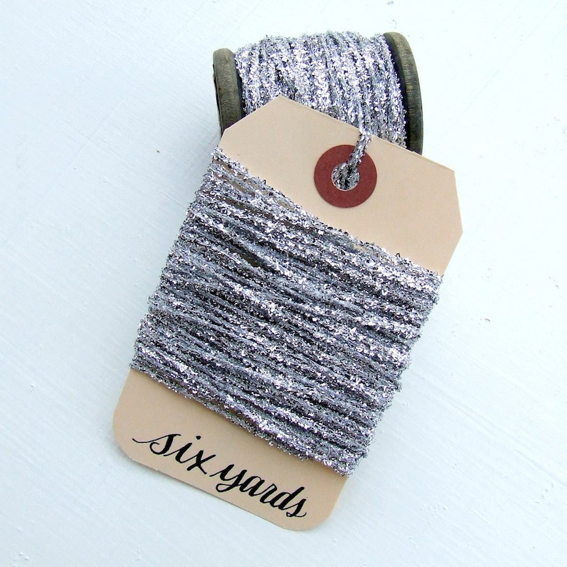 Silver Tinsel String 6 Yards of Shiny Sparkle Metallic Twine - Etsy