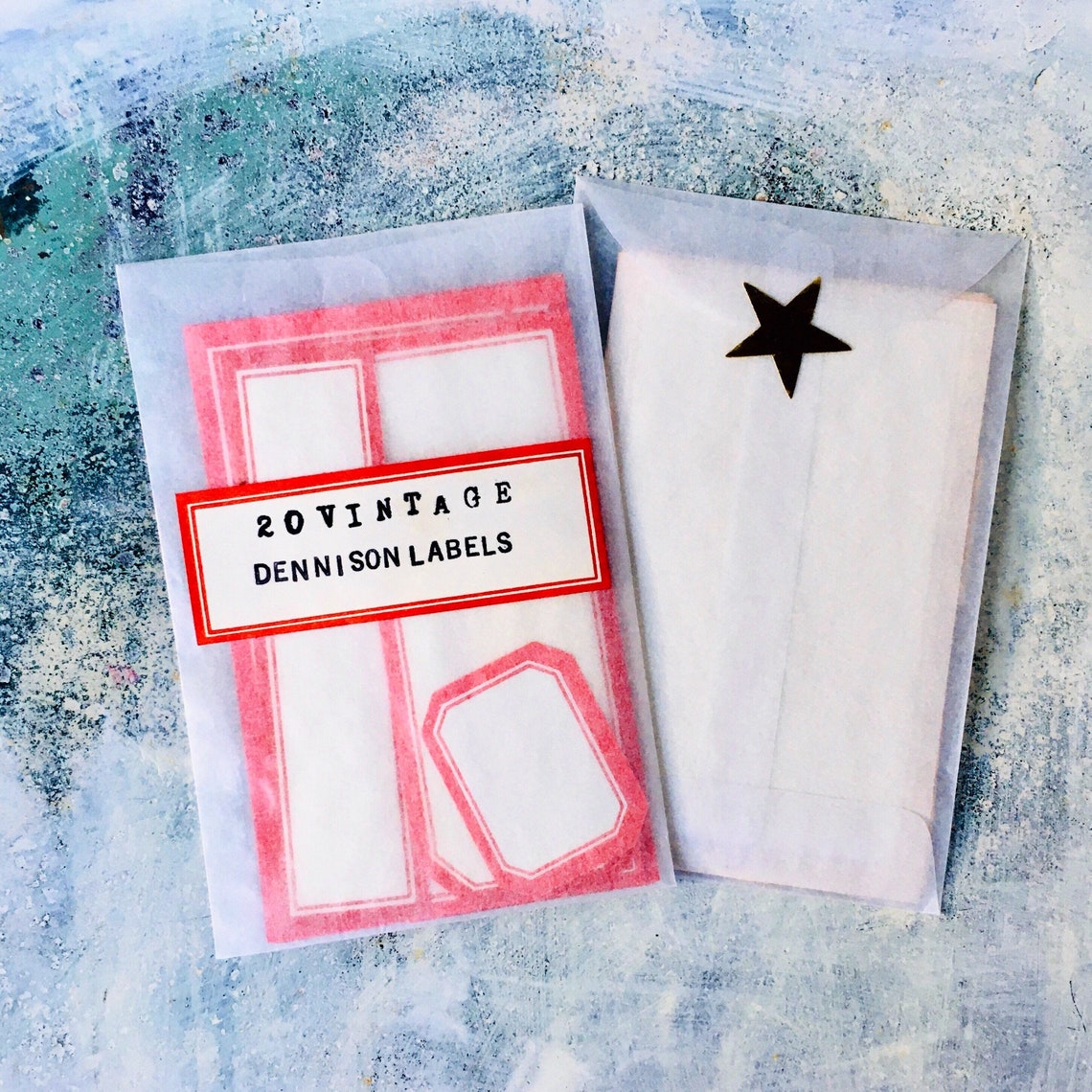 Vintage Dennison Labels Red Border Gummed Labels Assorted - Etsy