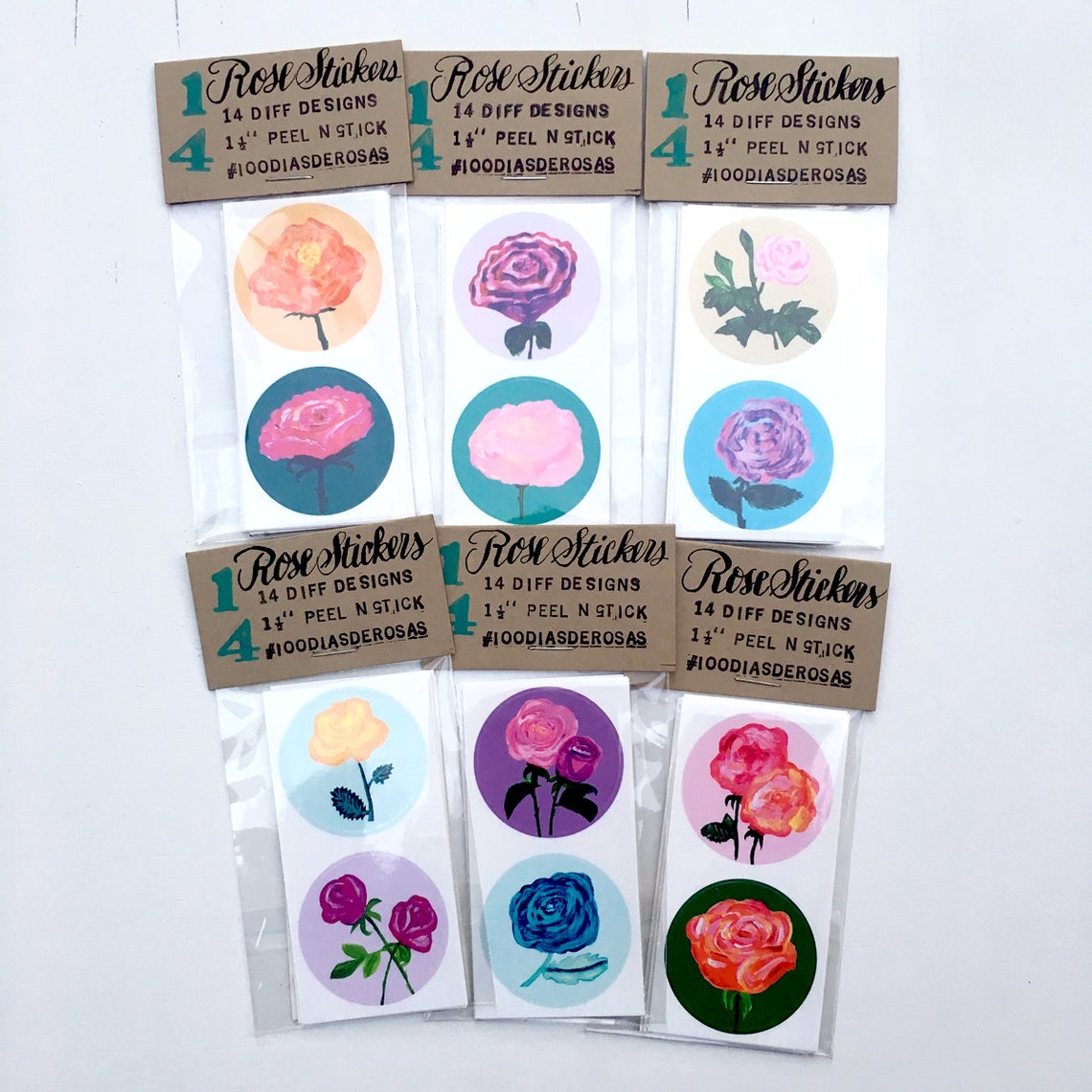 Rose Stickers Package of 14 Glossy Vinyl Art Stickers Rose | Etsy