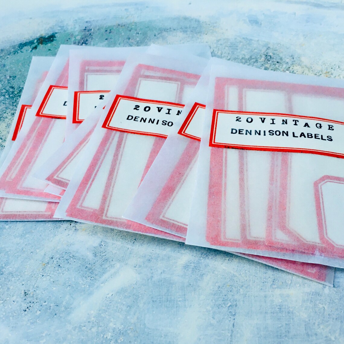 Vintage Dennison Labels Red Border Gummed Labels Assorted - Etsy