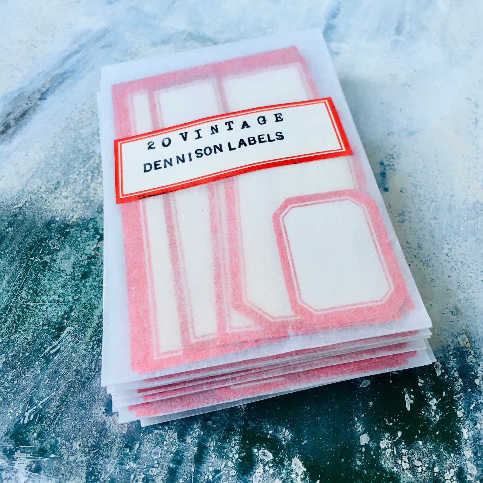 Vintage Dennison Labels Red Border Gummed Labels Assorted - Etsy