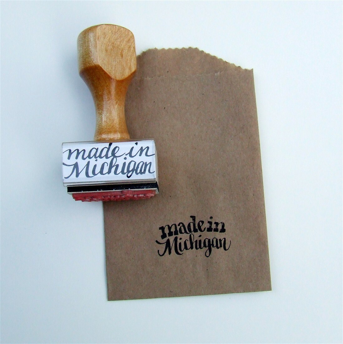 Made in Michigan Rubber Stamp Shop Branding Calligraphy | Etsy