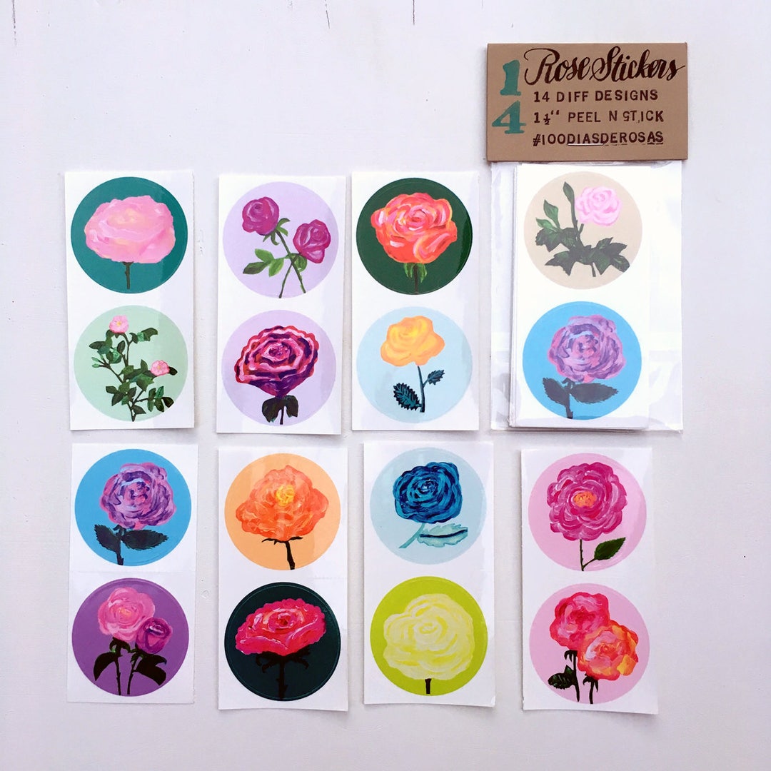 Rose Stickers Package of 14 Glossy Vinyl Art Stickers Rose - Etsy