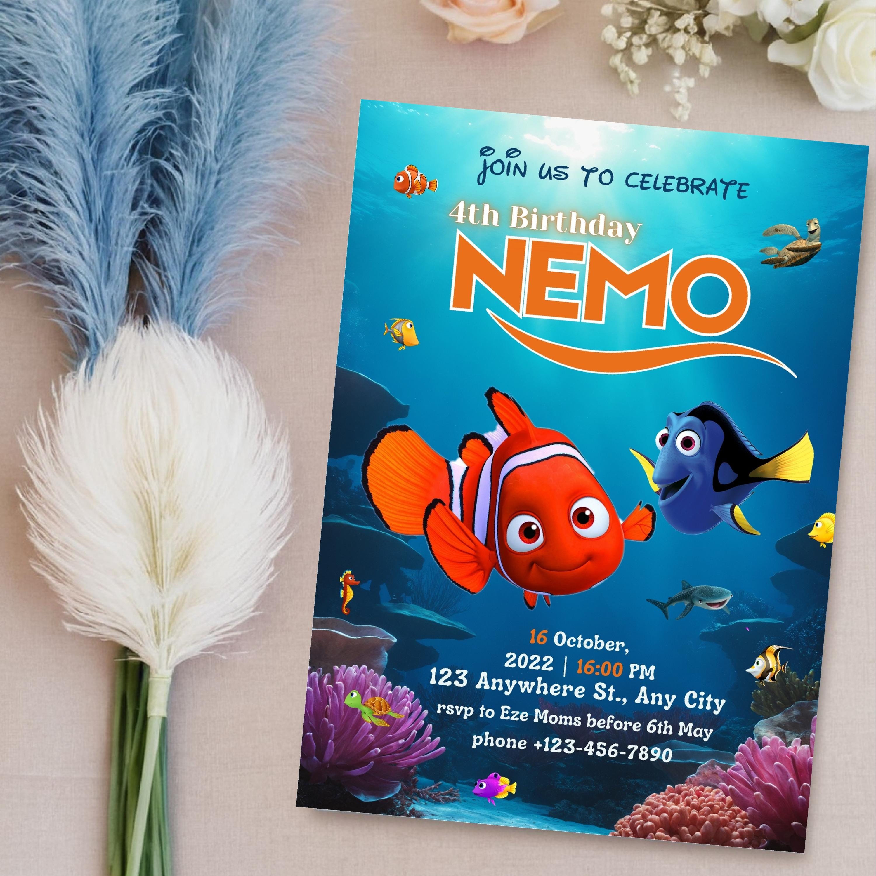 Finding Nemo Birthday Invitation Party Nemo Invitation Birthday Dory ...