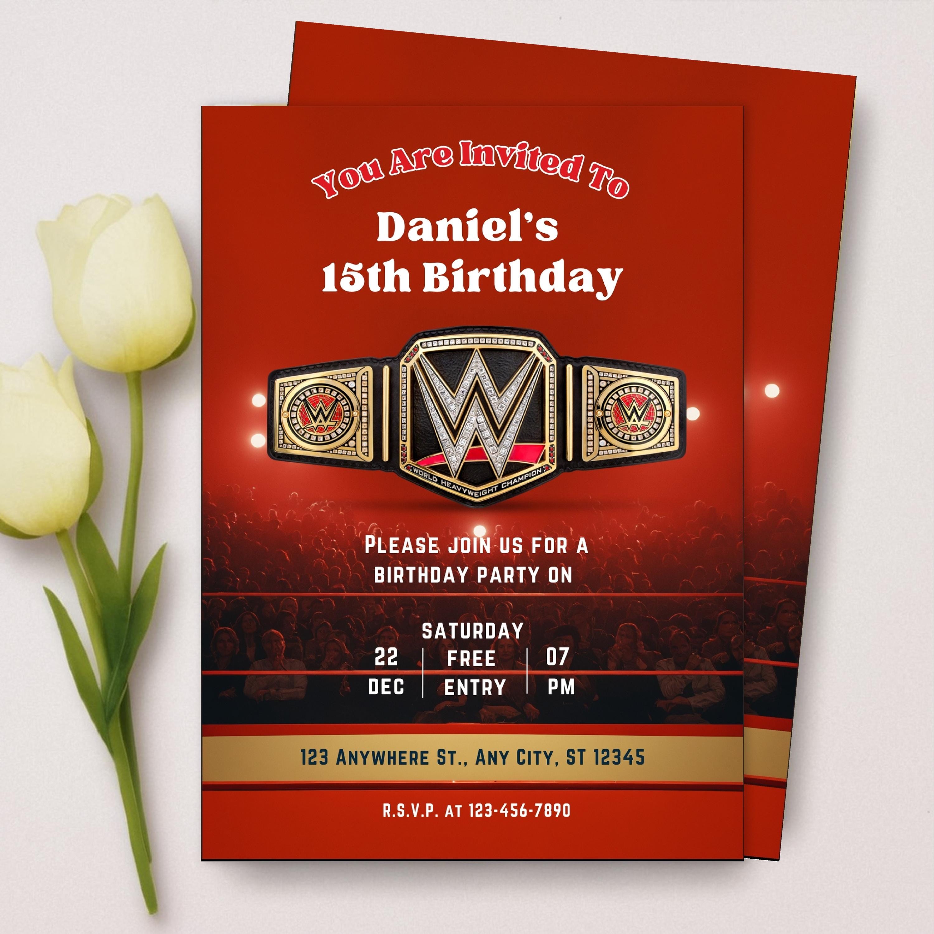 WWE Birthday Invitation Wrestling Birthday Invitation Wrestling ...