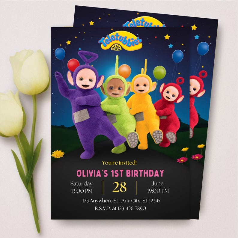 Teletubbies Birthday Invitation Digital Birthday Party Teletubbies ...