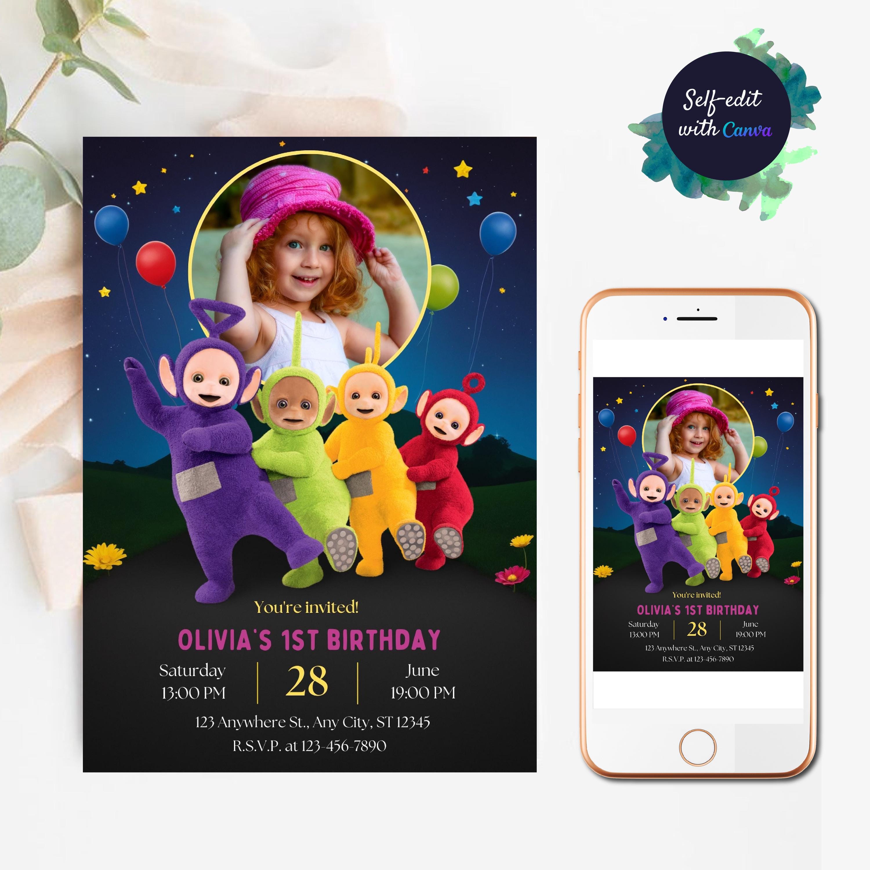 Teletubbies Birthday Invitation With Photo Birthday Party Teletubbie ...