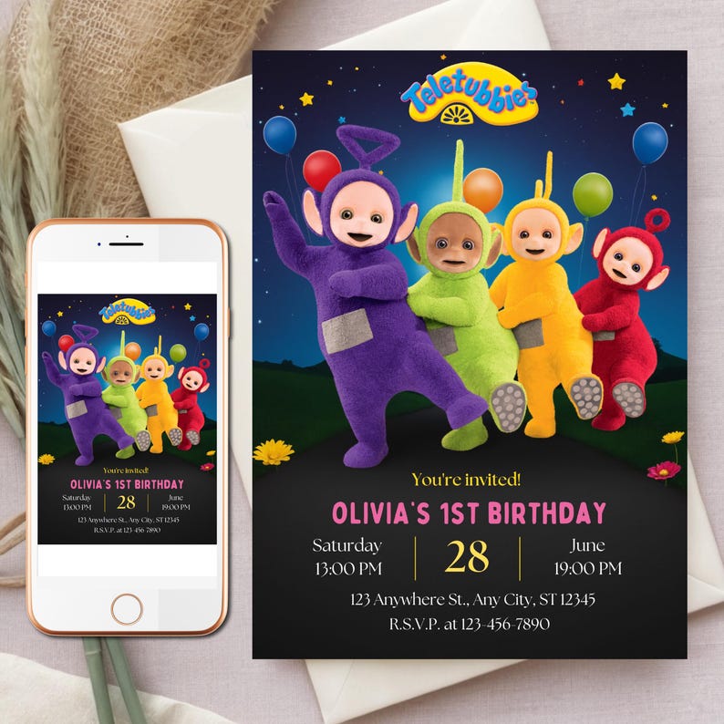 Teletubbies Birthday Invitation Digital Birthday Party Teletubbies ...