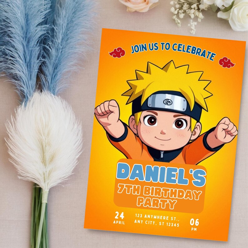 Naruto Birthday Invitation Printable Birthday Card Naruto Akatsuki ...