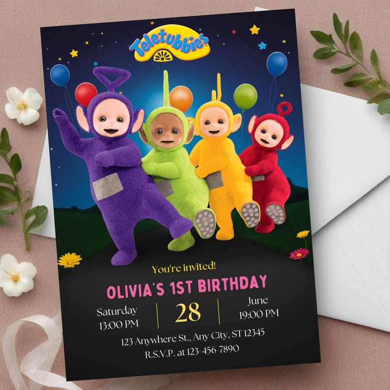 Teletubbies Birthday Invitation Digital Birthday Party Teletubbies ...