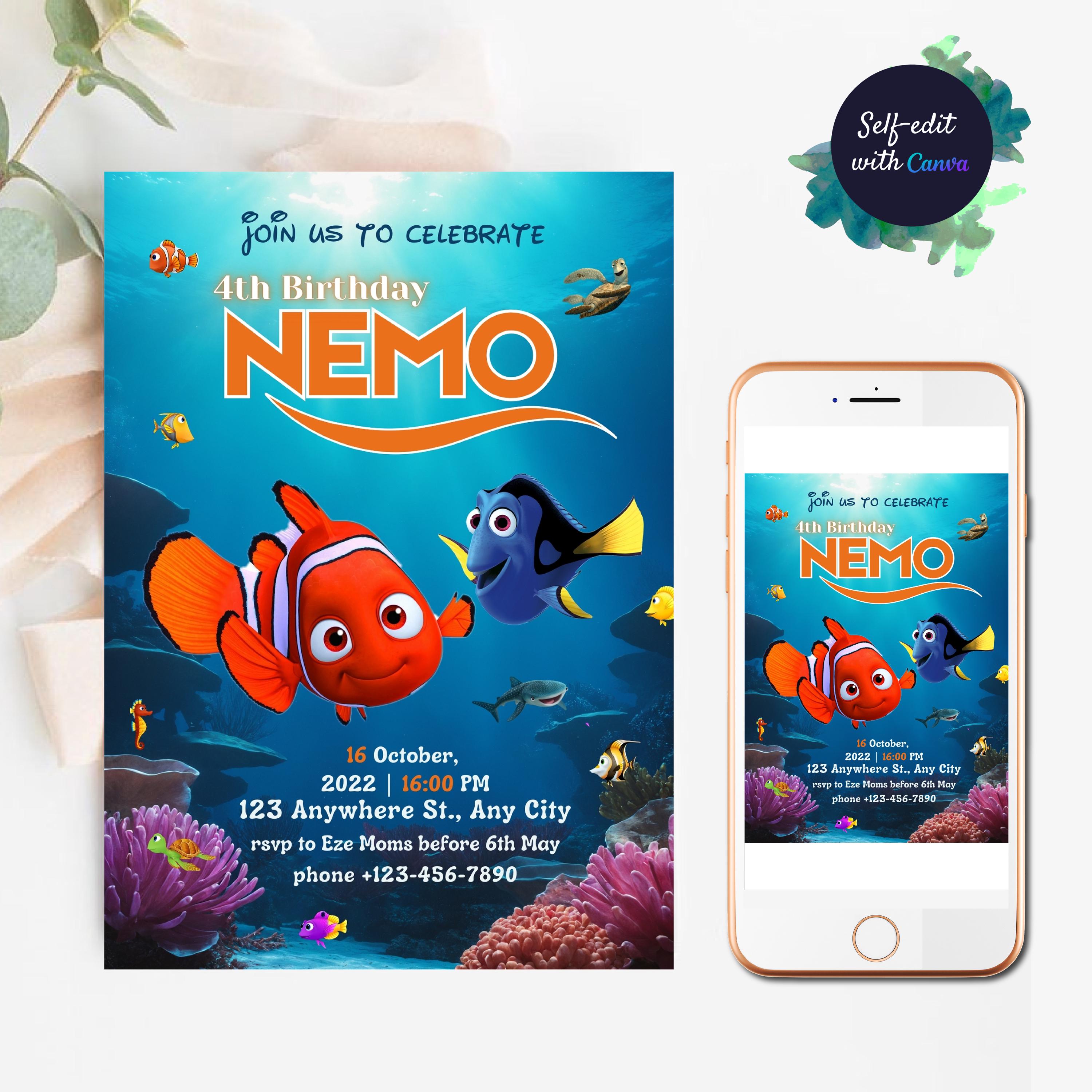 Finding Nemo Birthday Invitation Party Nemo Invitation Birthday Dory ...