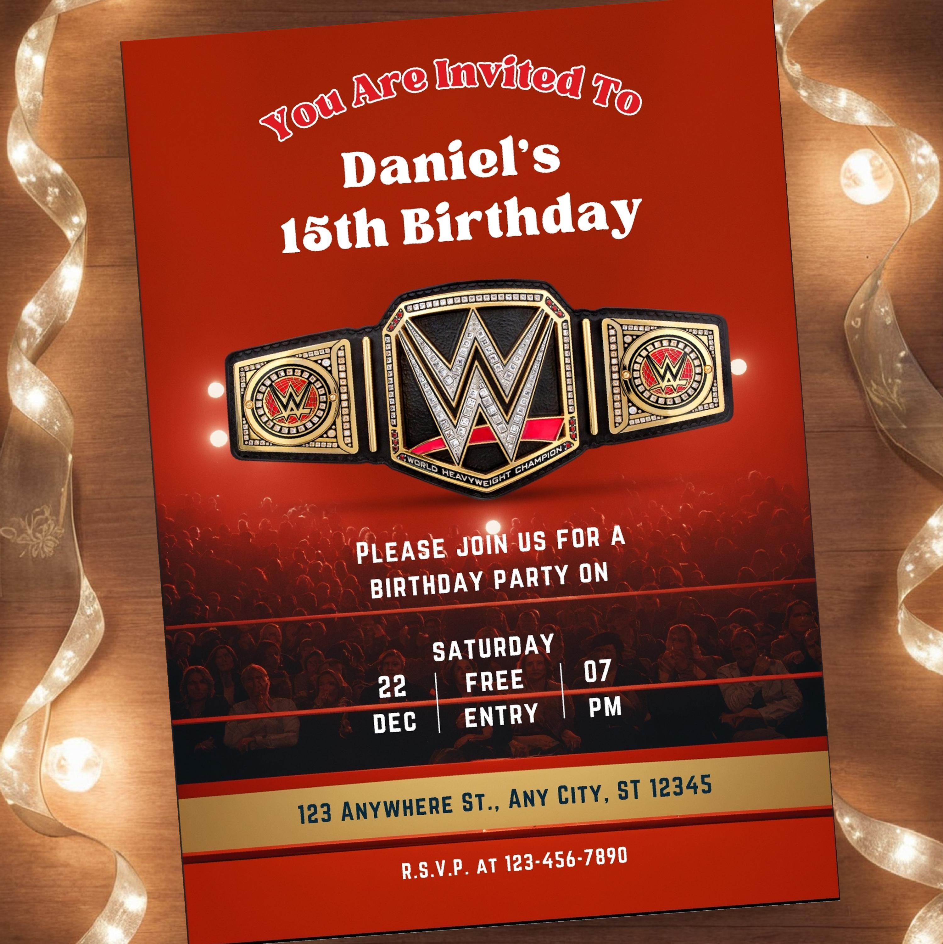 WWE Birthday Invitation Wrestling Birthday Invitation Wrestling ...