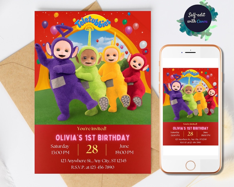 Teletubbies Birthday Invitation Template Birthday Party Teletubbies Invitation Instant Download ...