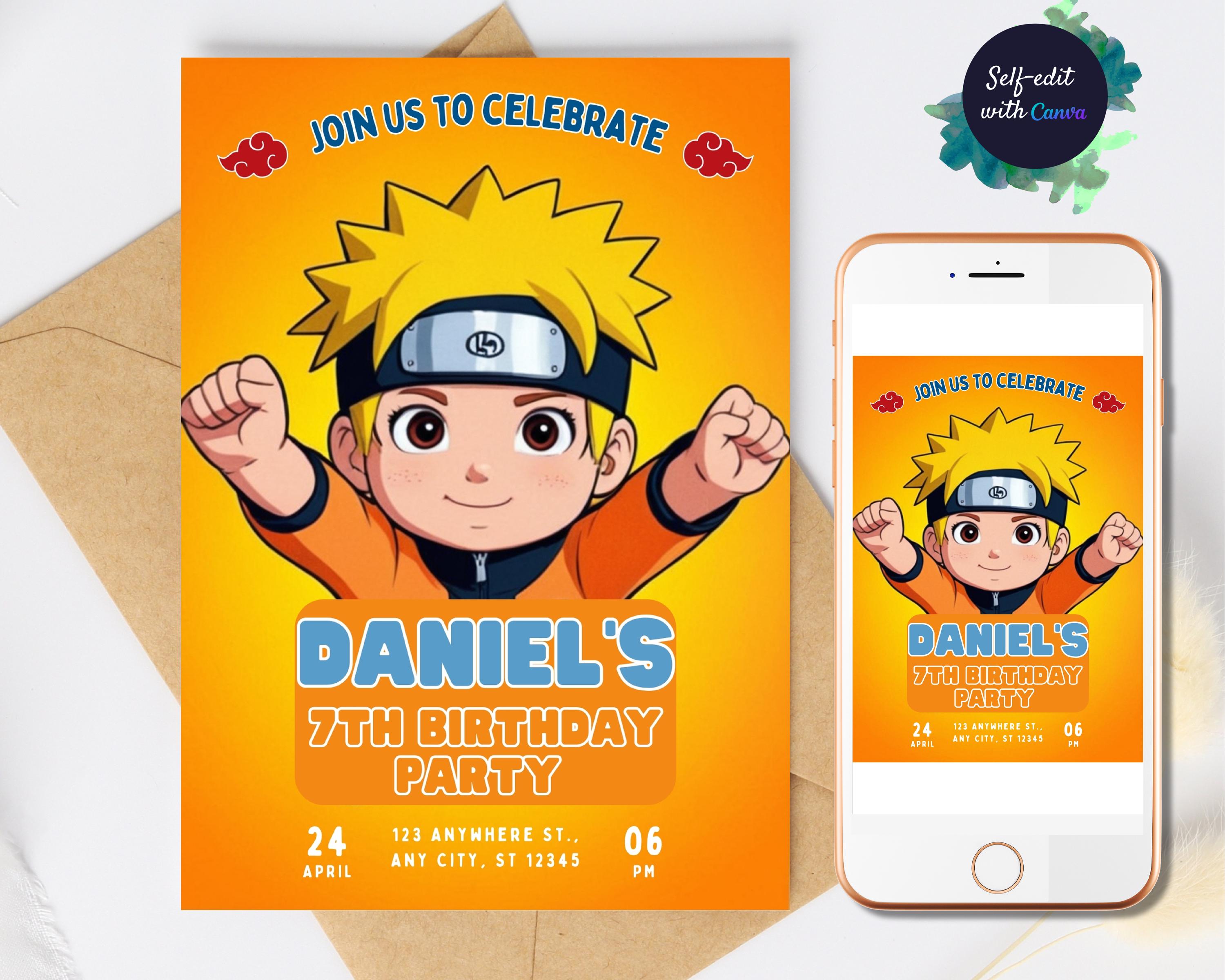 Naruto Birthday Invitation Printable Birthday Card Naruto Akatsuki ...