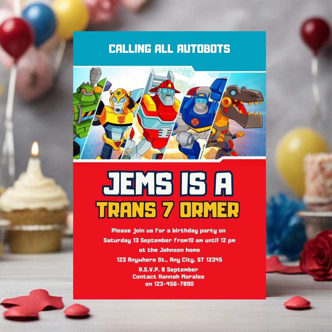 Transformers Birthday Invitation Optimus Prime Birthday Invitation ...