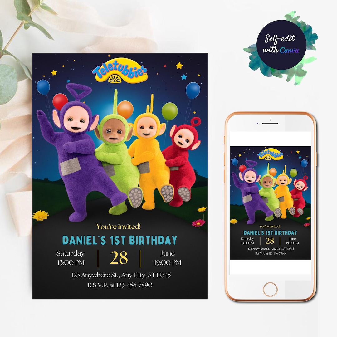 Teletubbies Birthday Invitation Digital Birthday Party Teletubbies ...