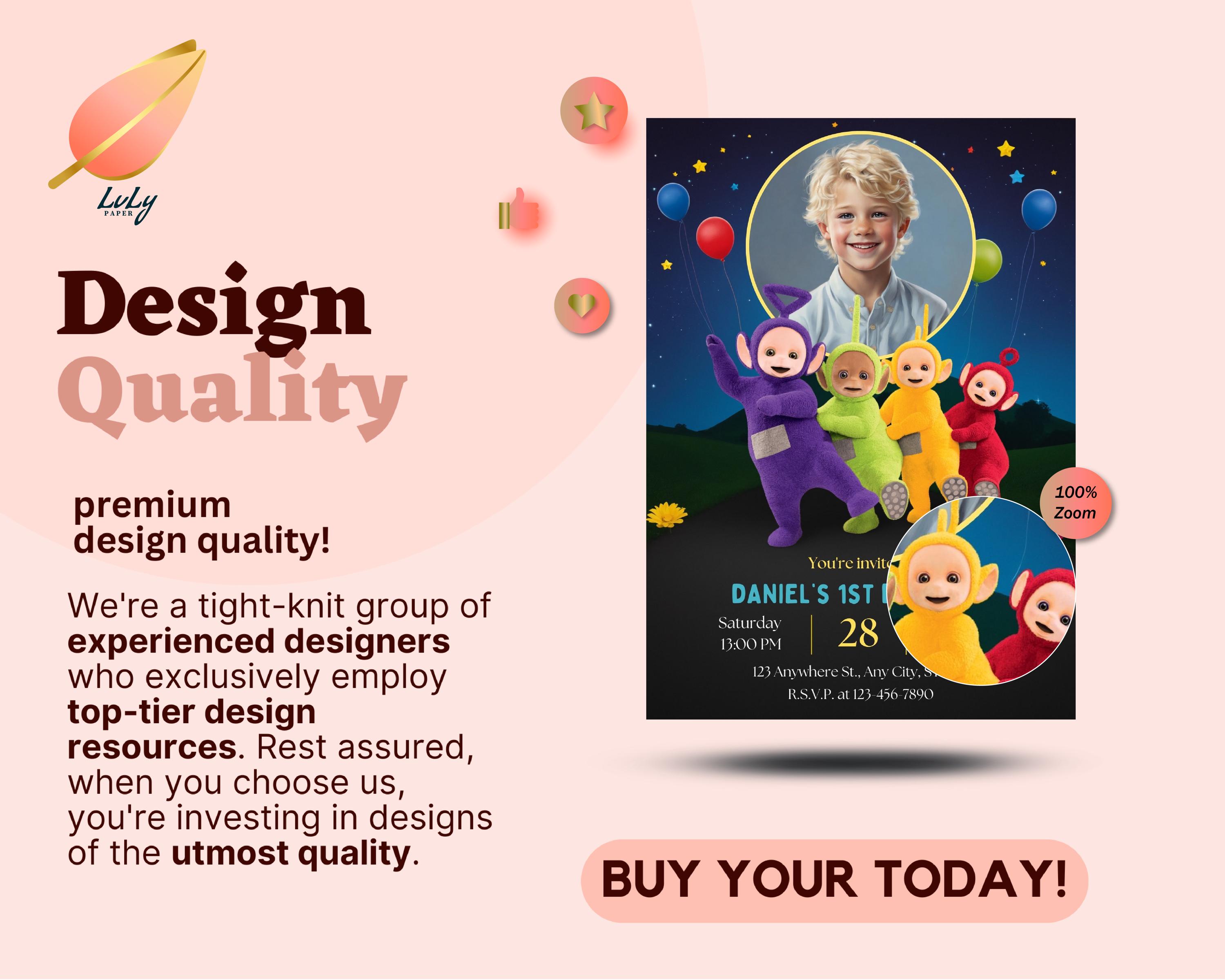 Teletubbies Birthday Invitation With Photo Birthday Party Teletubbie Invitation With Picture ...