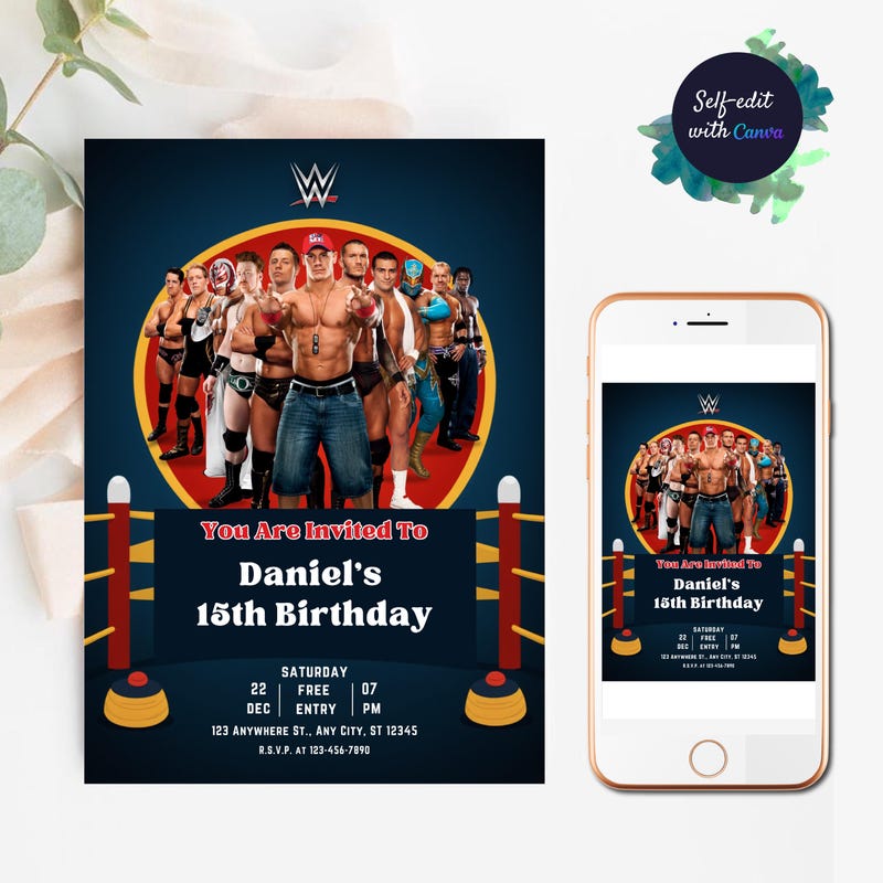 Wwe Birthday Invitations - Etsy