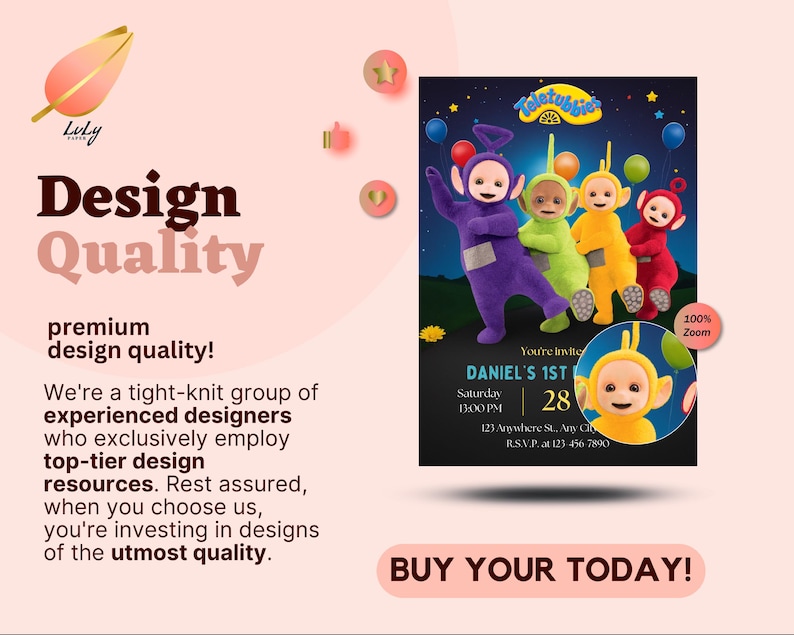 Teletubbies Birthday Invitation Digital Birthday Party Teletubbies ...