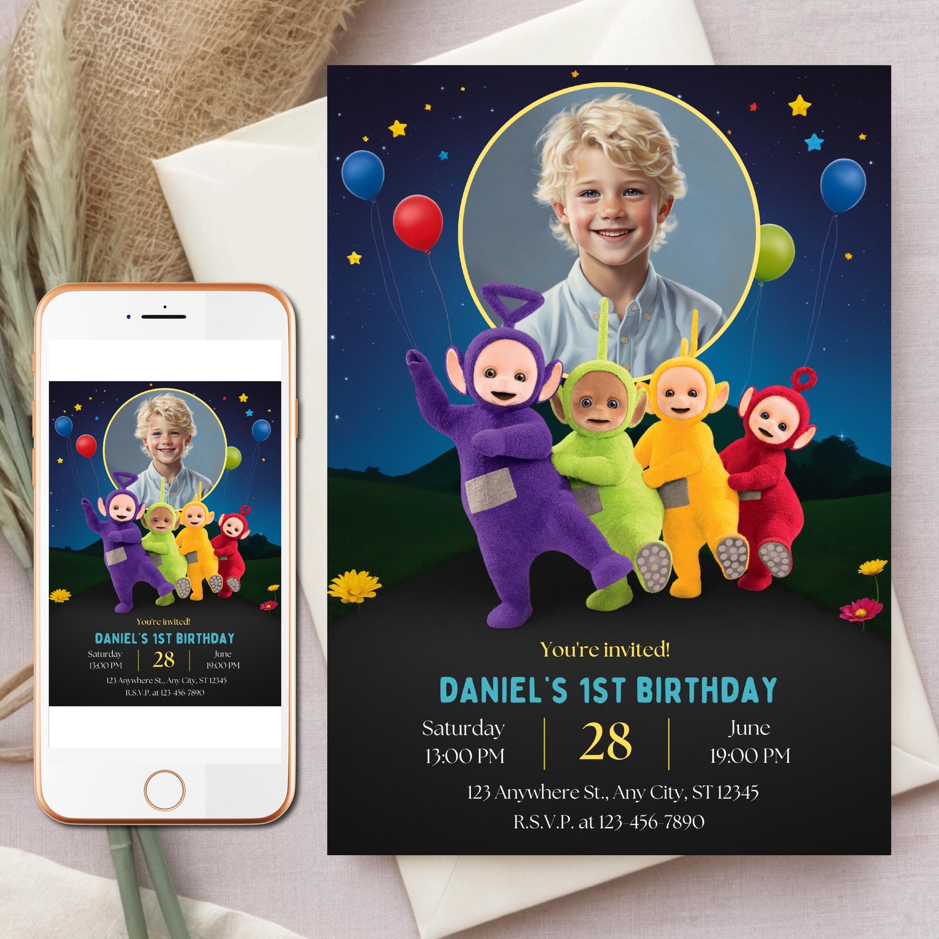 Teletubbies Birthday Invitation With Photo Birthday Party Teletubbie ...