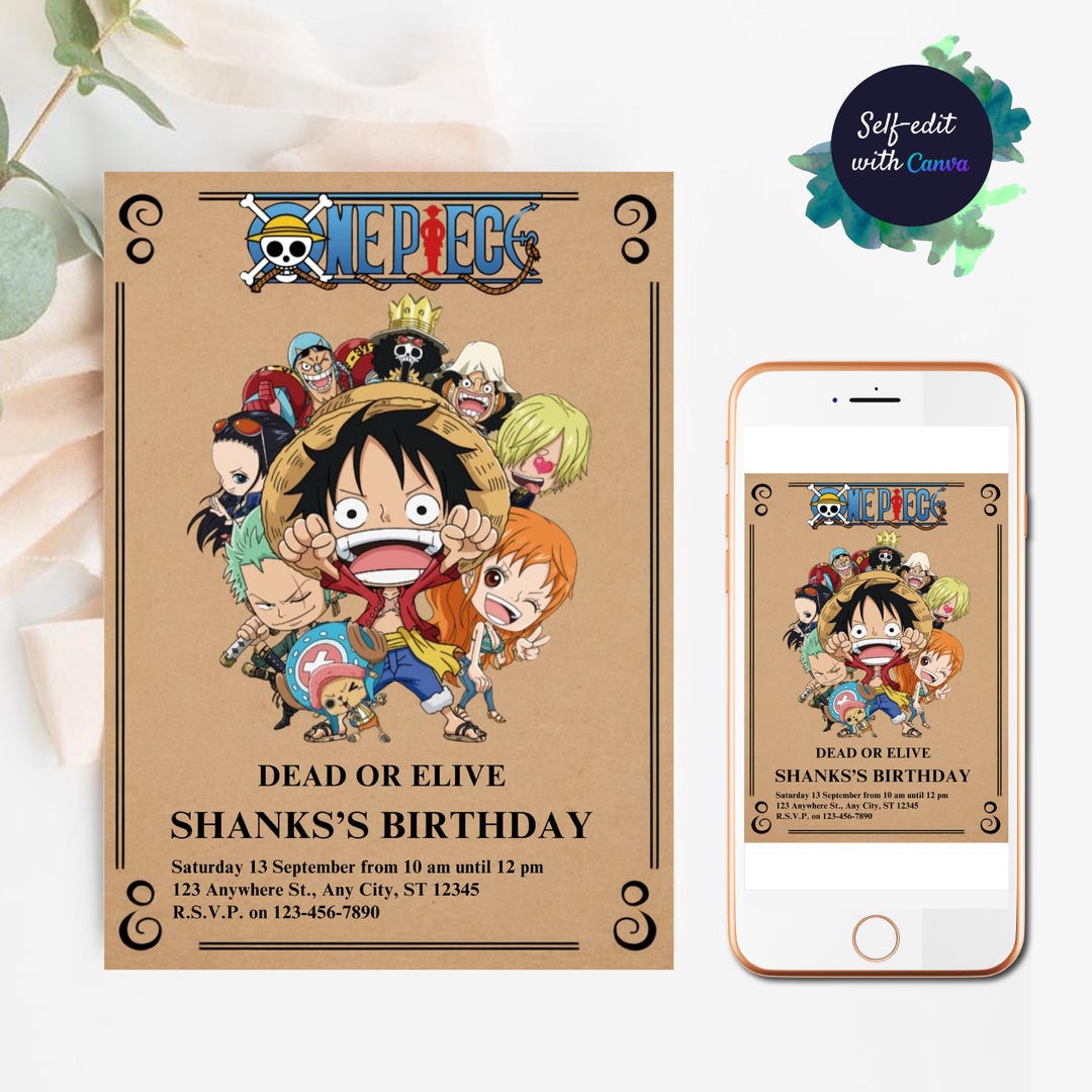 One Piece Birthday Invitation Editable Luffy Birthday Invitation ...